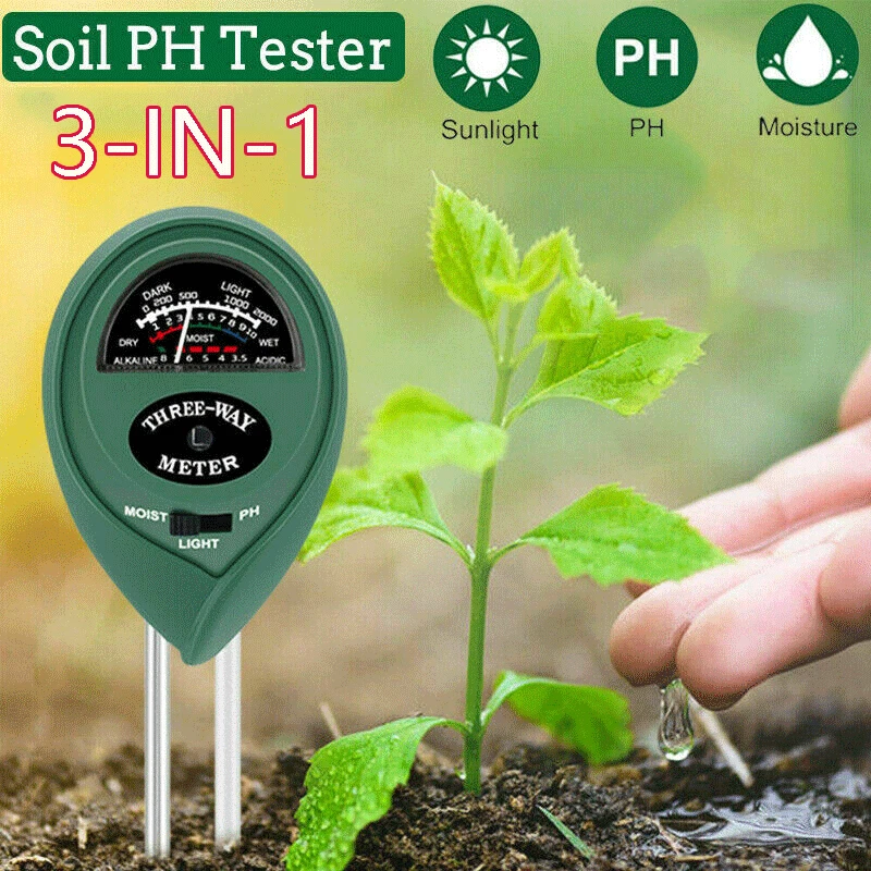 3 In 1 Ph Tester Soil Water Moisture Light Test Meter For Garden Plant ...