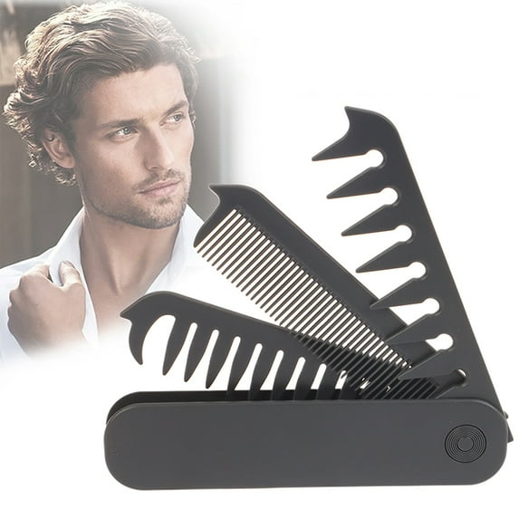 3 In 1 Pocket Folding Comb Wide Tooth Oil Head Comb Beard Combing ...