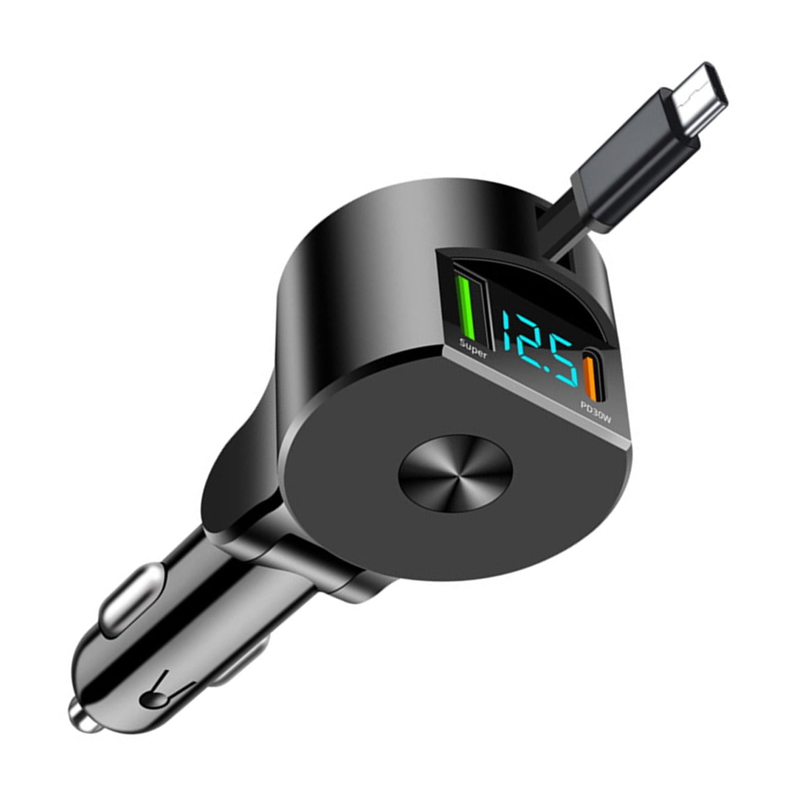 3 In 1 Retractable Cable Car Charging Adapter with PD30W Fast Charging ...