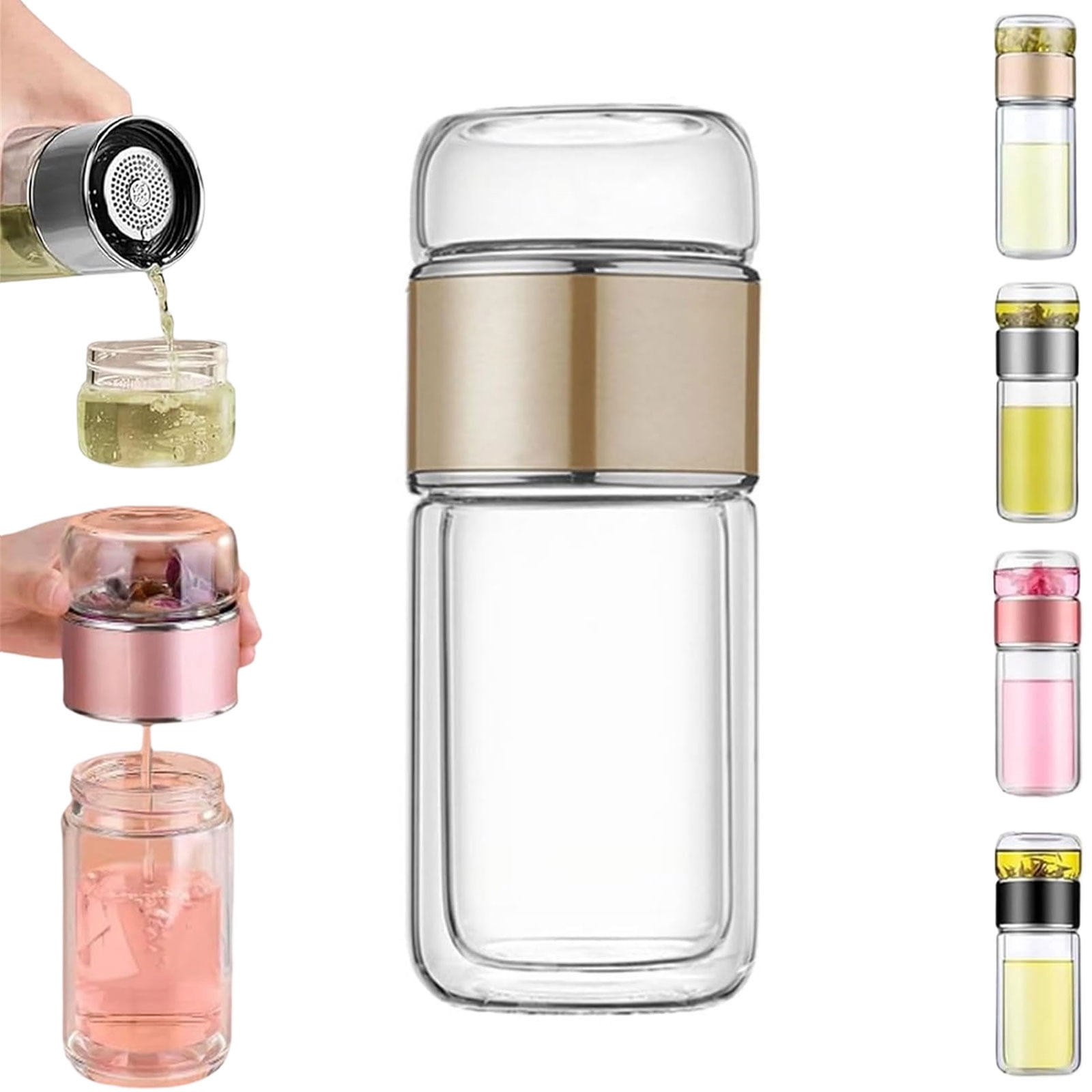 3-In-1 Smart Tea Infuser, Double-Wall Glass Infuser Tea Infuser, Leak ...