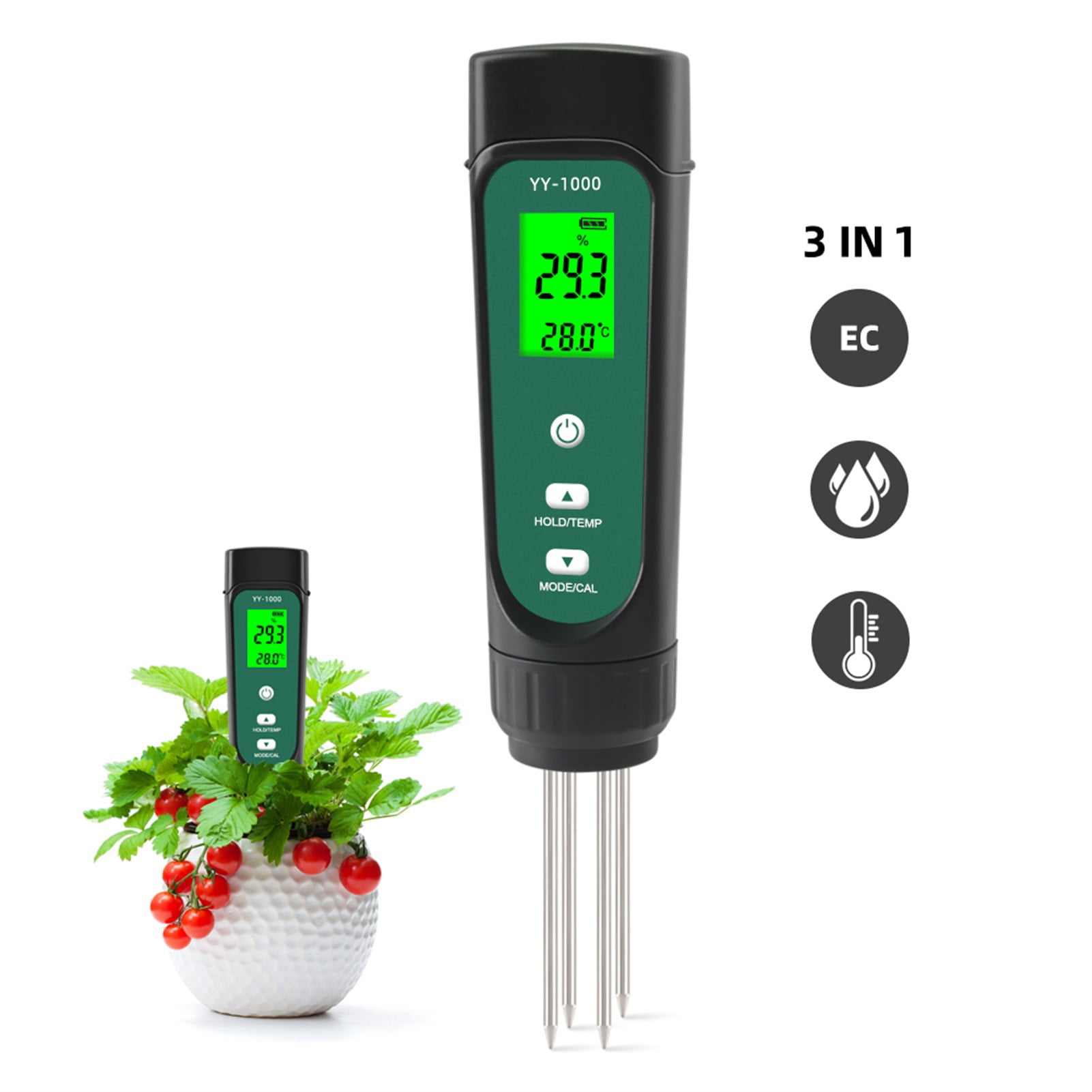 3 In 1 Soil Temperature Meter Moisture Tester Potted Gardening ...