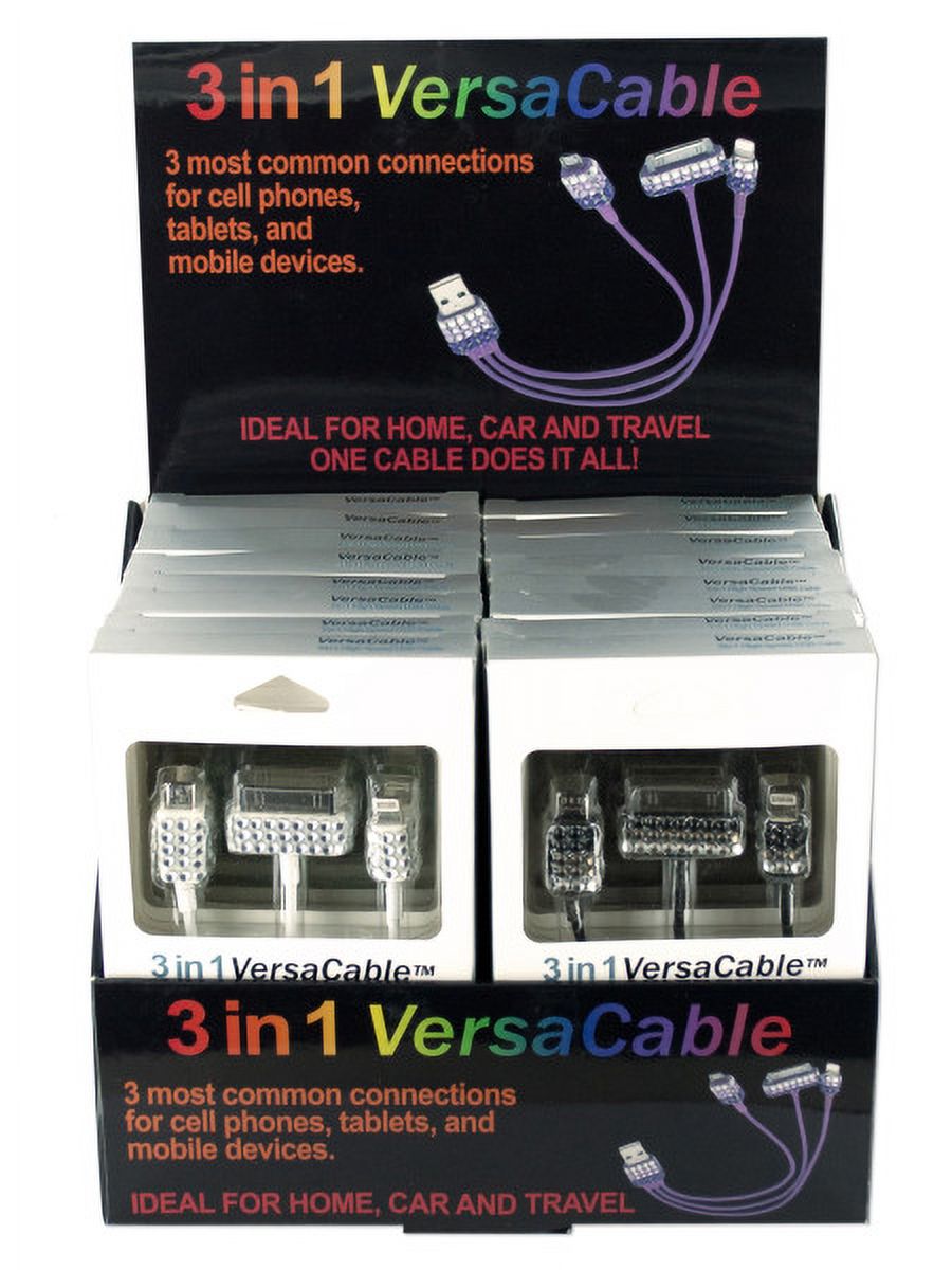 3-In-1 Sparkle Charge & Sync Usb Cable Display, 12 Count - Walmart.com