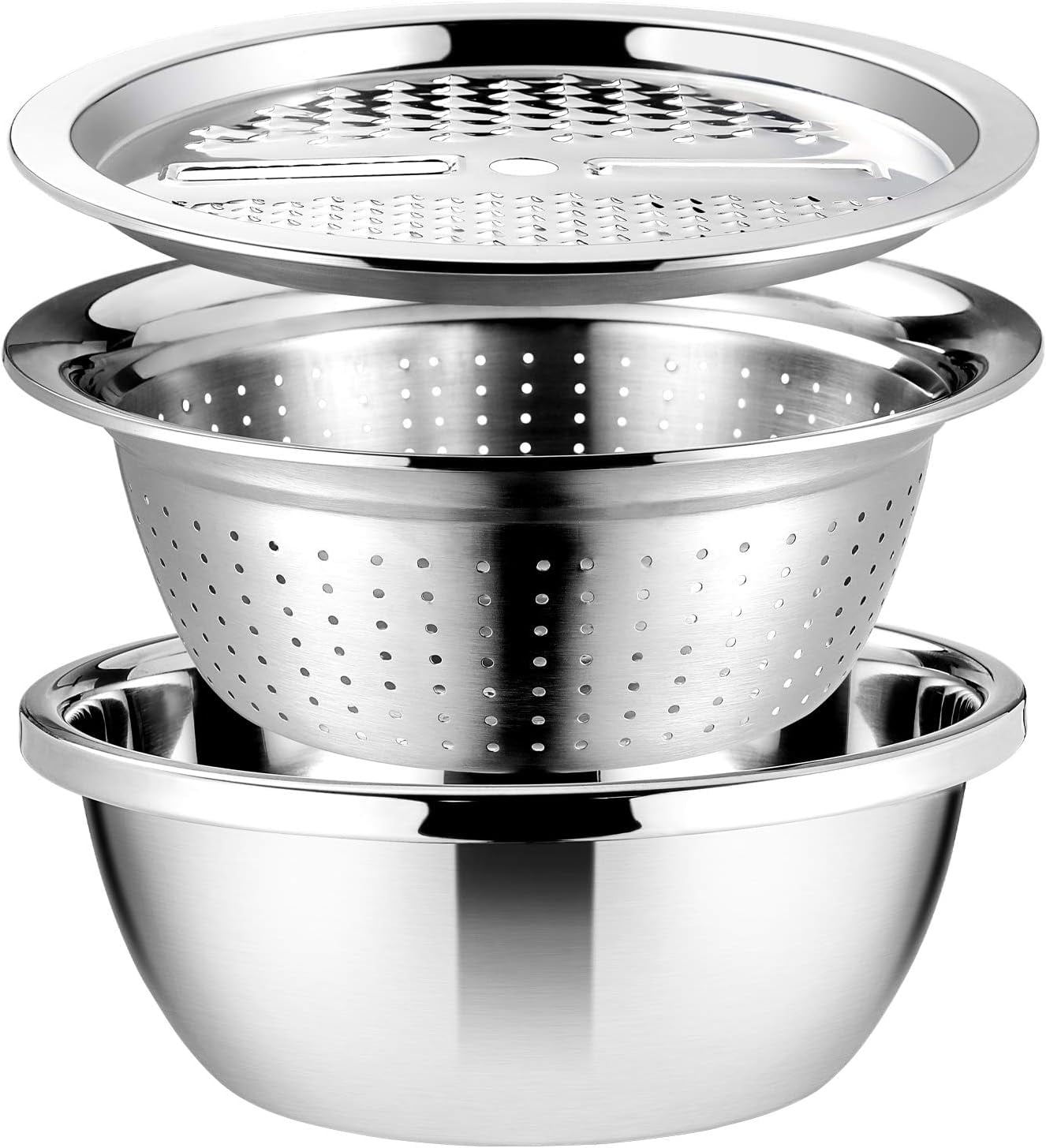 3-In-1 Stainless Steel Multi-Functional Strainer Set, Stainless Steel ...