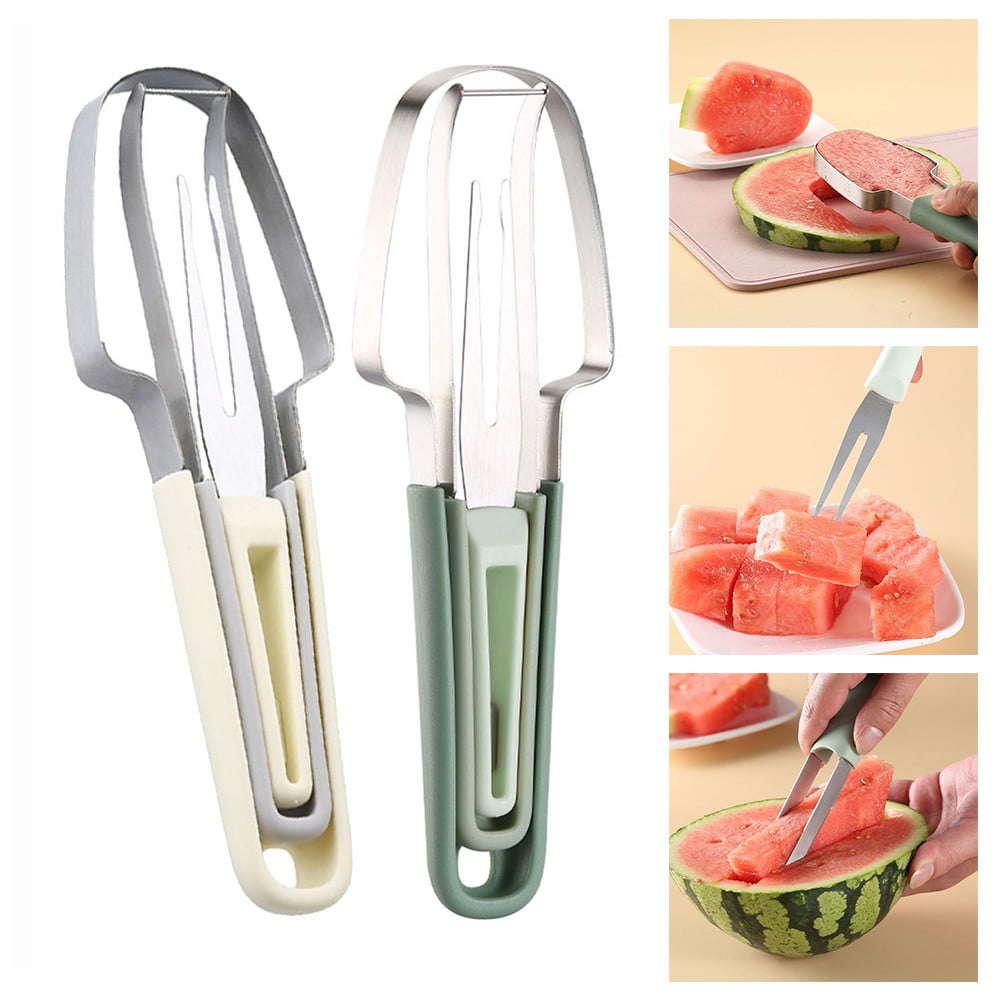 3-In-1 Watermelon Fork Slicer Cutter Stainless Steel Watermelon ...