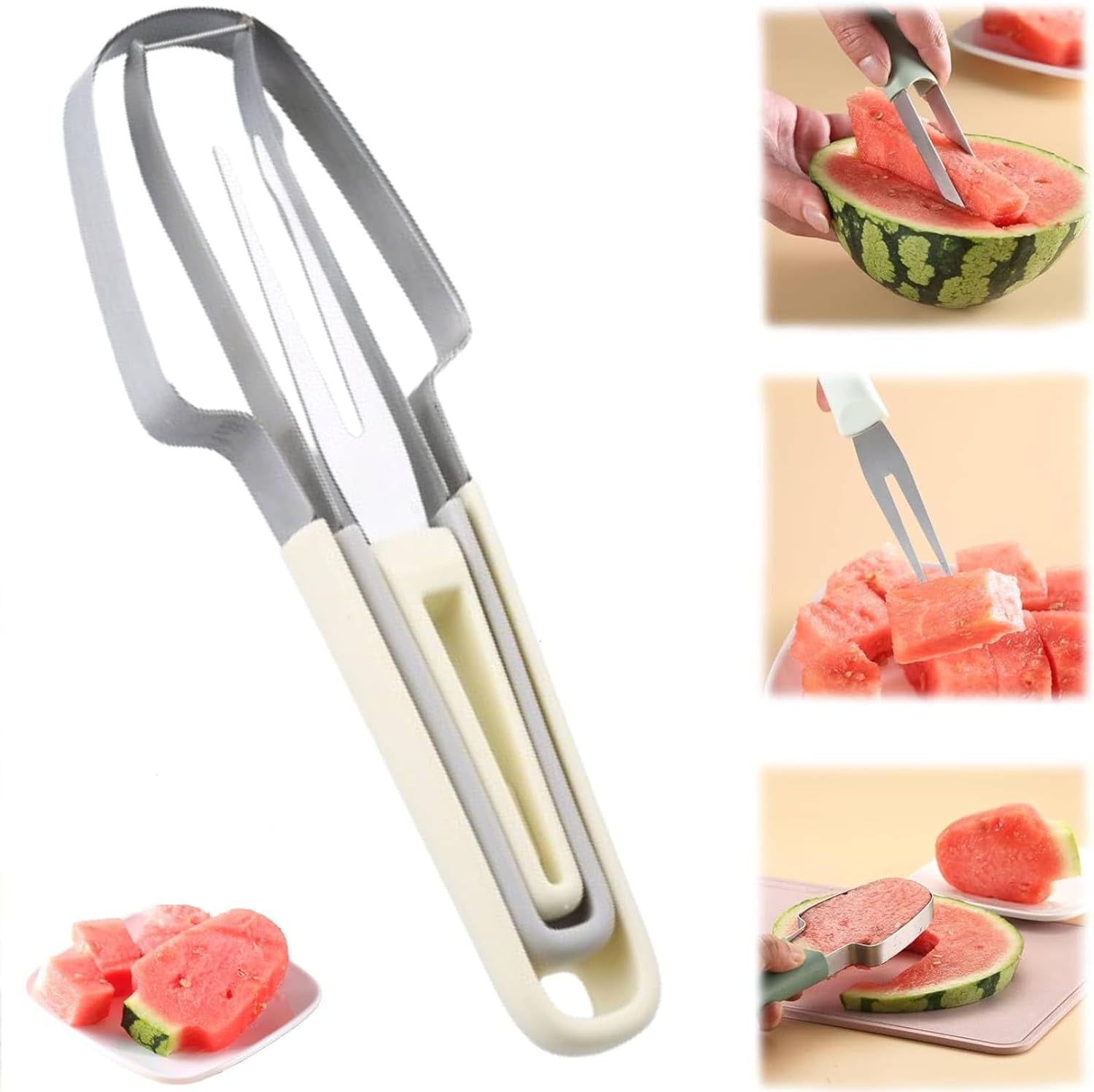 3-In-1 Watermelon Fork Slicer Cutter,Watermelon Cutter Slicer Tool ...