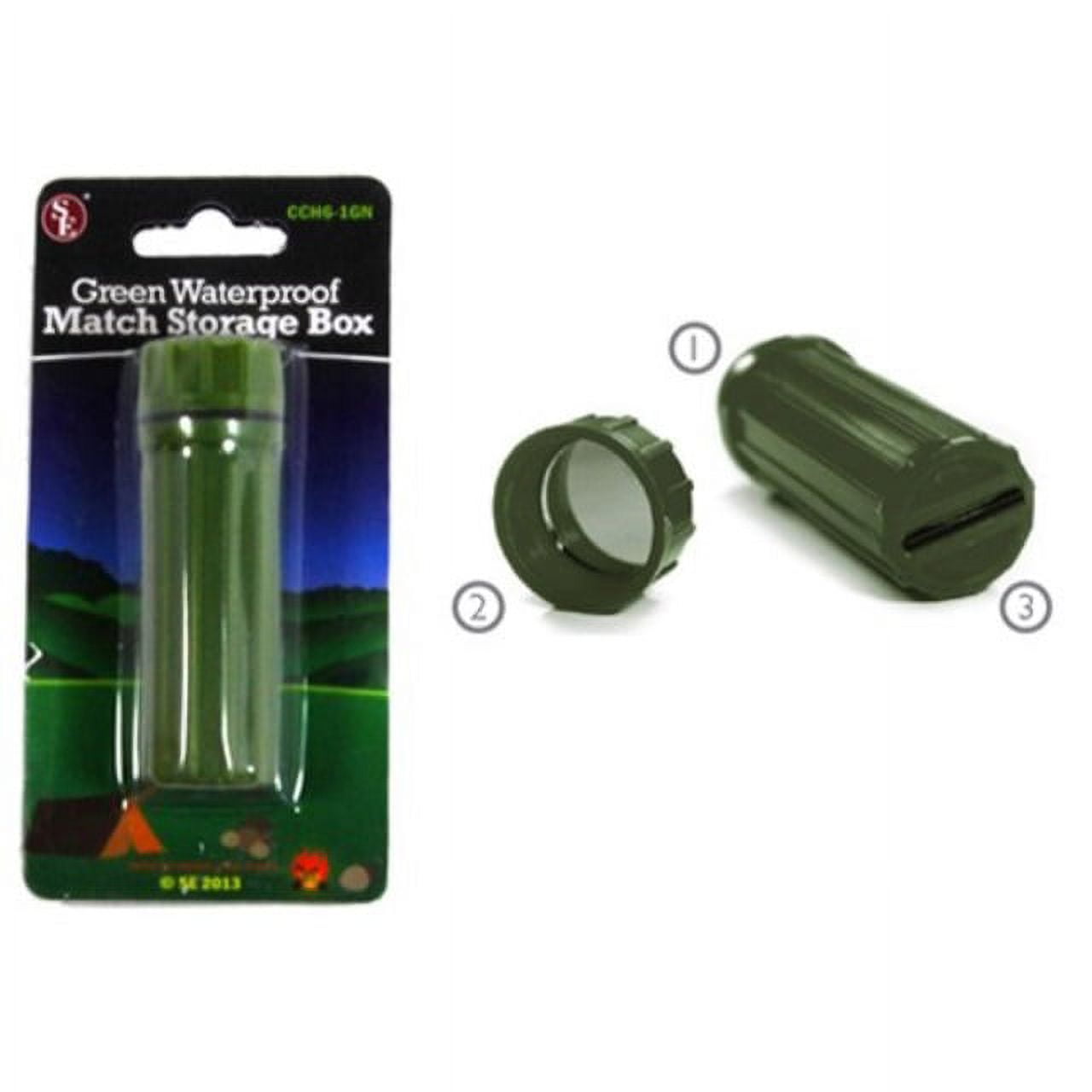 3-In-1 Waterproof Match Container OD Green Mirror Striker Holder Kit ...