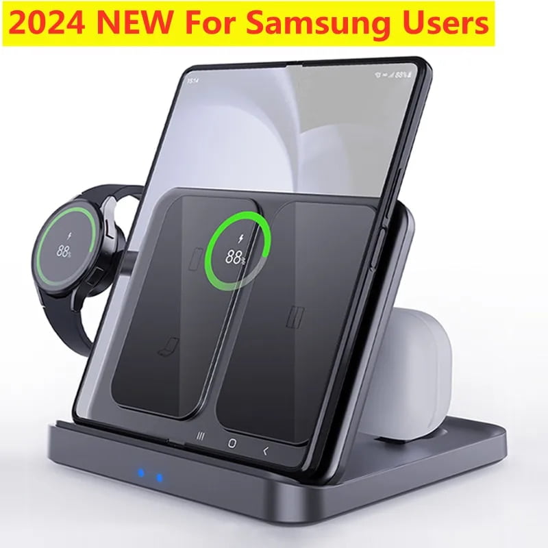 3 In 1 Wireless Charger Stand Foldable Fast Charging Station for ...