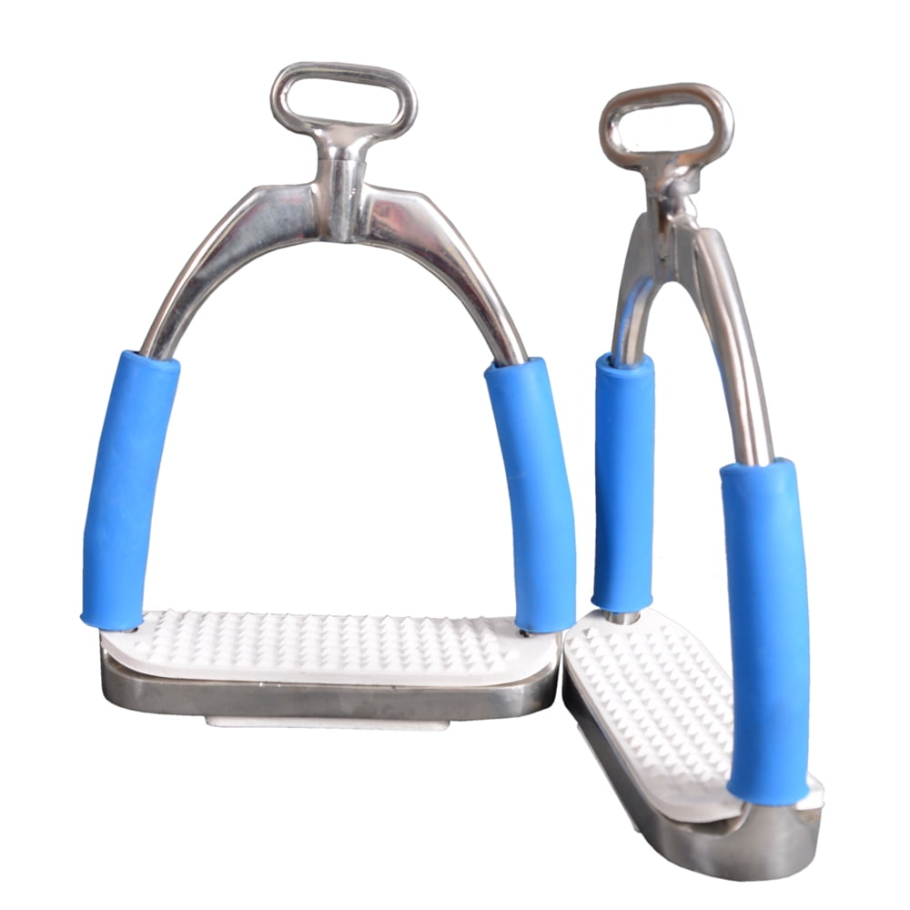 3 In Neck Hilason Western Slanted Stainless Steel rubber Pad Stirrups ...