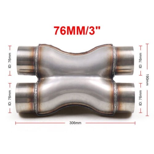 3'' In/Out Universal Car Exhaust System Crossover X Pipe Four Way ...
