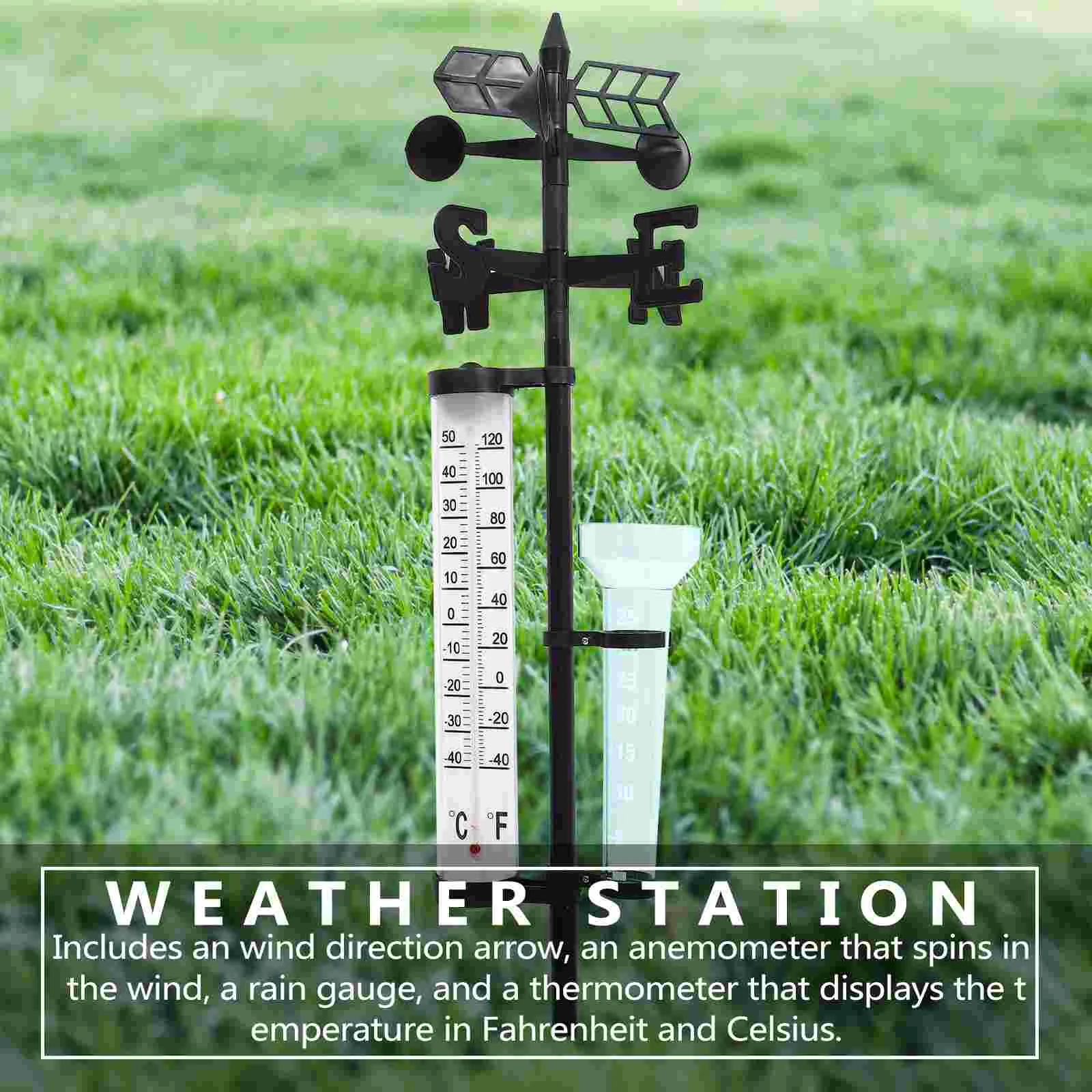 3 In Thermometer Rain Gauge Wind Direction Multi Function Outdoor ...