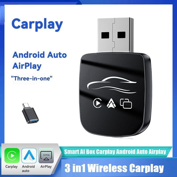 3 In1 Wireless Carplay Adapter Android Auto Smart Carplay AI Box Wired ...