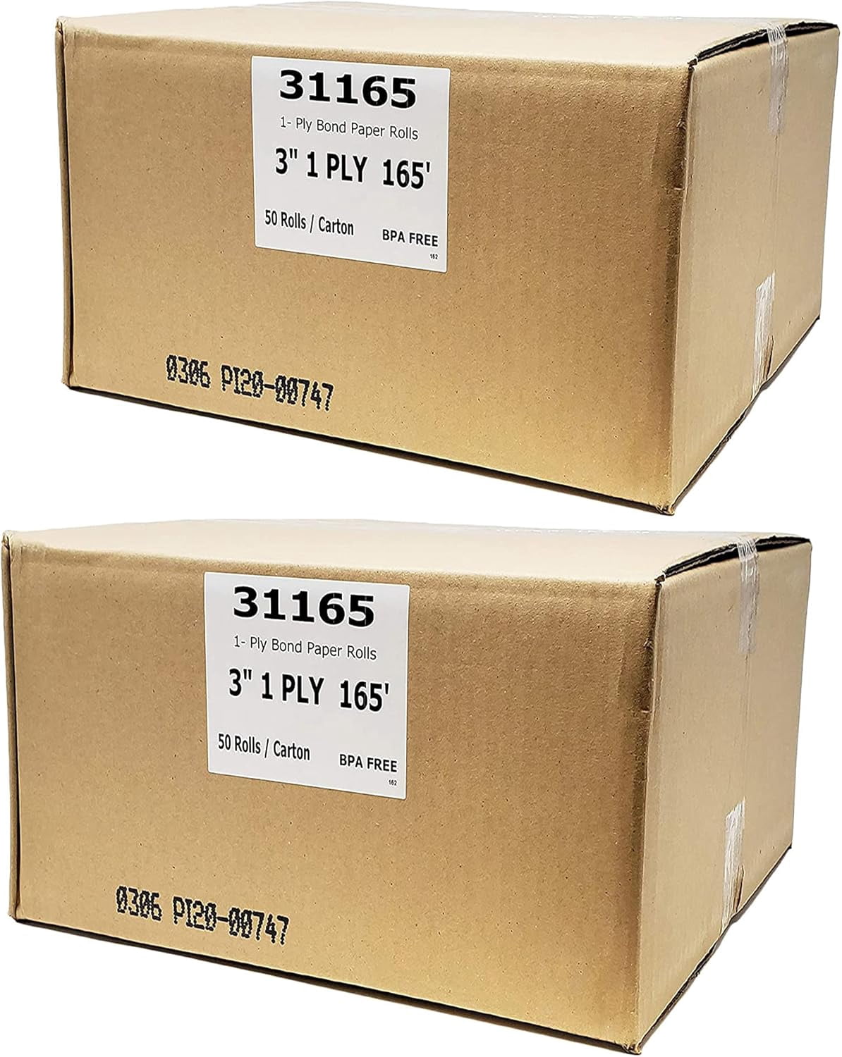 3 Inch 1-Ply x 165' Paper [100 Rolls - 2 Cases] - Bond Kitchen Printer ...