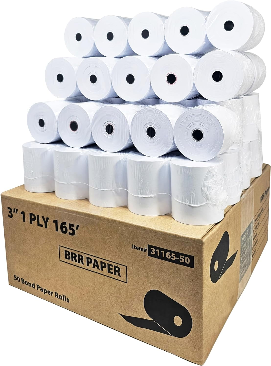 3 Inch 1-Ply x 165' Paper [50 Rolls - 1 Case] - Bond Kitchen Printer ...