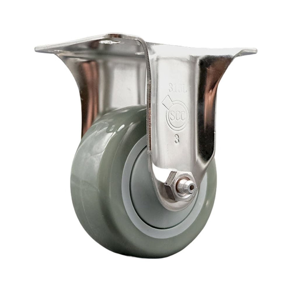 3 Inch 316SS Gray Polyurethane Wheel Rigid Top Plate Caster Service ...