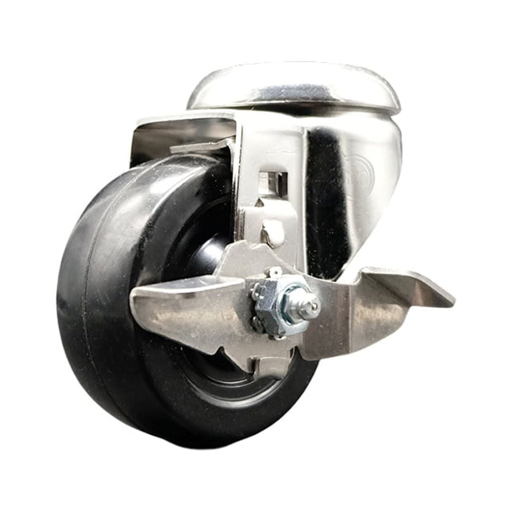 3 Inch 316SS Hard Rubber Wheel Swivel Bolt Hole Caster with Brake ...