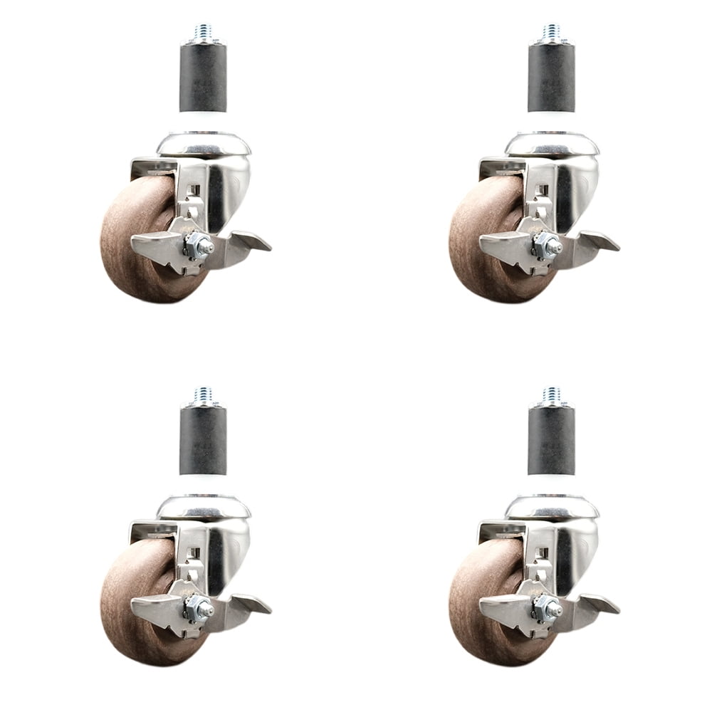 3 Inch 316SS High Temp Glass Filled Nylon 1-1/2 Inch Stem Caster Set ...