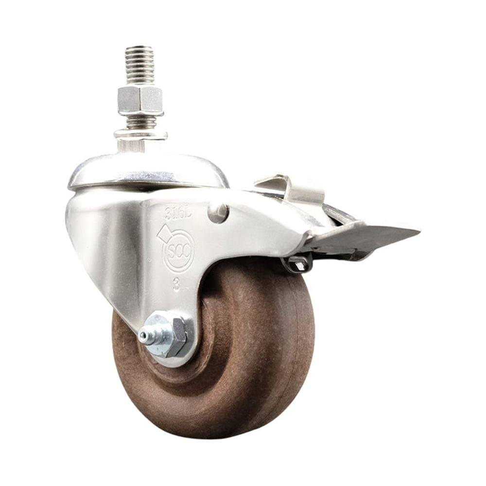 3 Inch 316SS High Temp Glass Filled Nylon 10mm Stem Caster Total Lock ...