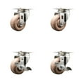 3 Inch 316SS High Temp Glass Filled Nylon Swivel Top Plate Caster Set 2 ...