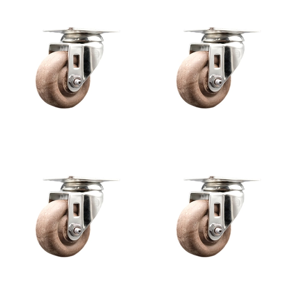 3 Inch 316SS High Temp Glass Filled Nylon Wheel Swivel Top Plate Caster ...