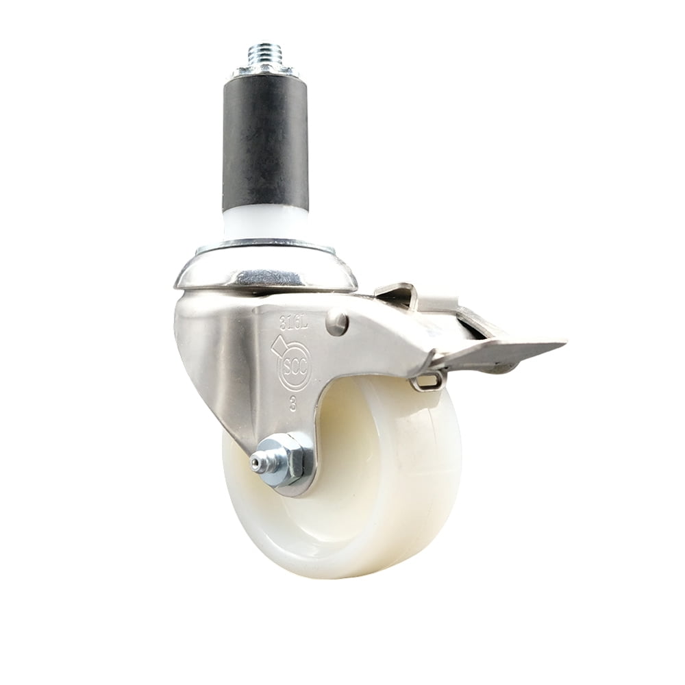 3 Inch 316SS Nylon Wheel Swivel 1-3/8 Inch Expanding Stem Caster Lock Brake SCC - Walmart.com