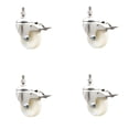 3 Inch 316SS Nylon Wheel Swivel 3/8 Inch Threaded Stem Caster Set Lock ...