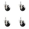 3 Inch 316SS Soft Rubber Wheel Swivel 12mm Threaded Stem Caster Set SCC ...