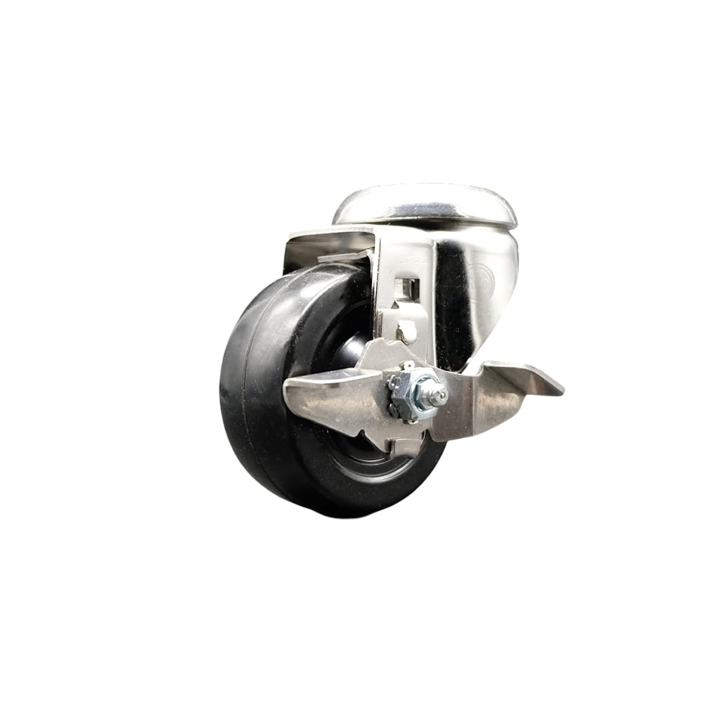 3 Inch 316SS Soft Rubber Wheel Swivel Bolt Hole Caster with Brake ...