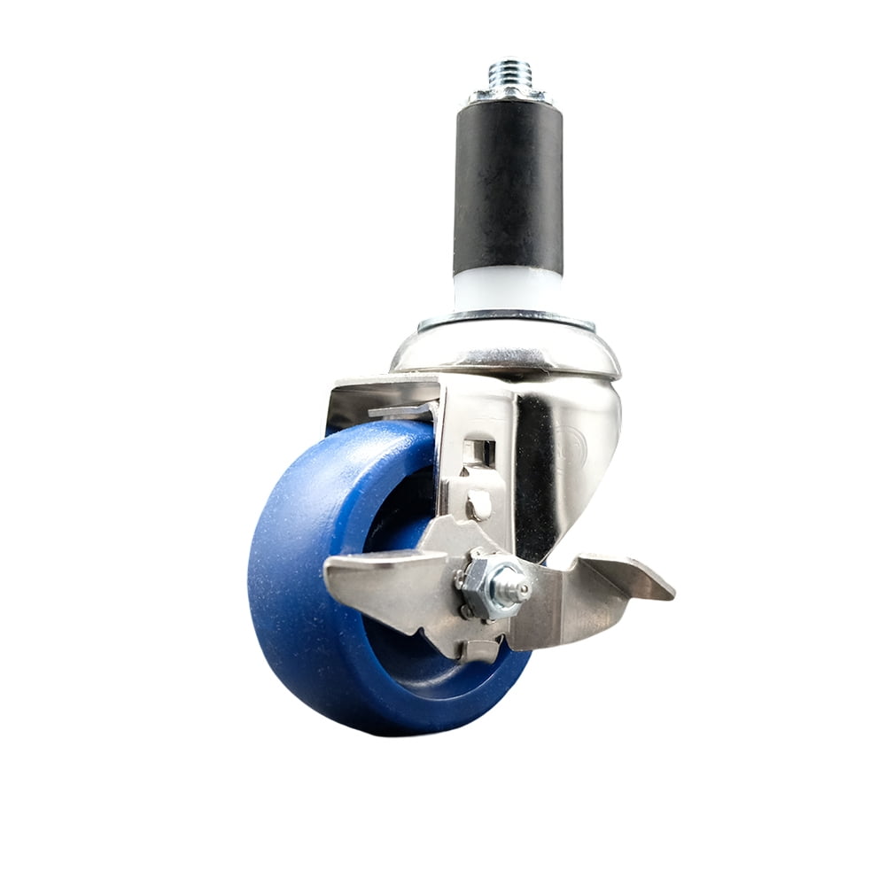 3 Inch 316SS Solid Polyurethane Swivel 1-1/4 Inch Expanding Stem Caster ...