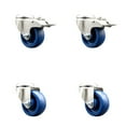 3 Inch 316SS Solid Polyurethane Swivel Bolt Hole Caster Set with 2 Lock ...