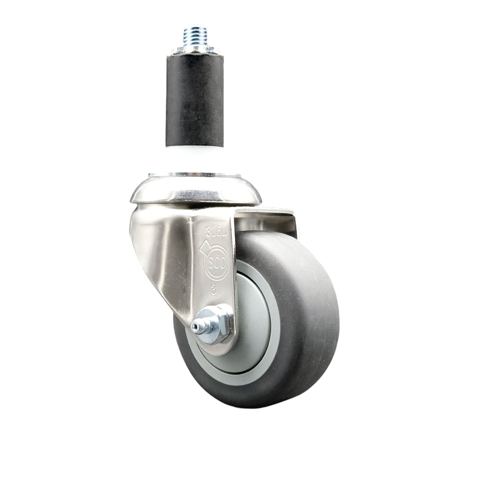 3 Inch 316SS Thermoplastic Rubber Wheel Swivel 1-1/4 Inch Expanding ...