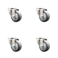 3 Inch 316SS Thermoplastic Rubber Wheel Swivel Bolt Hole Caster Set SCC ...