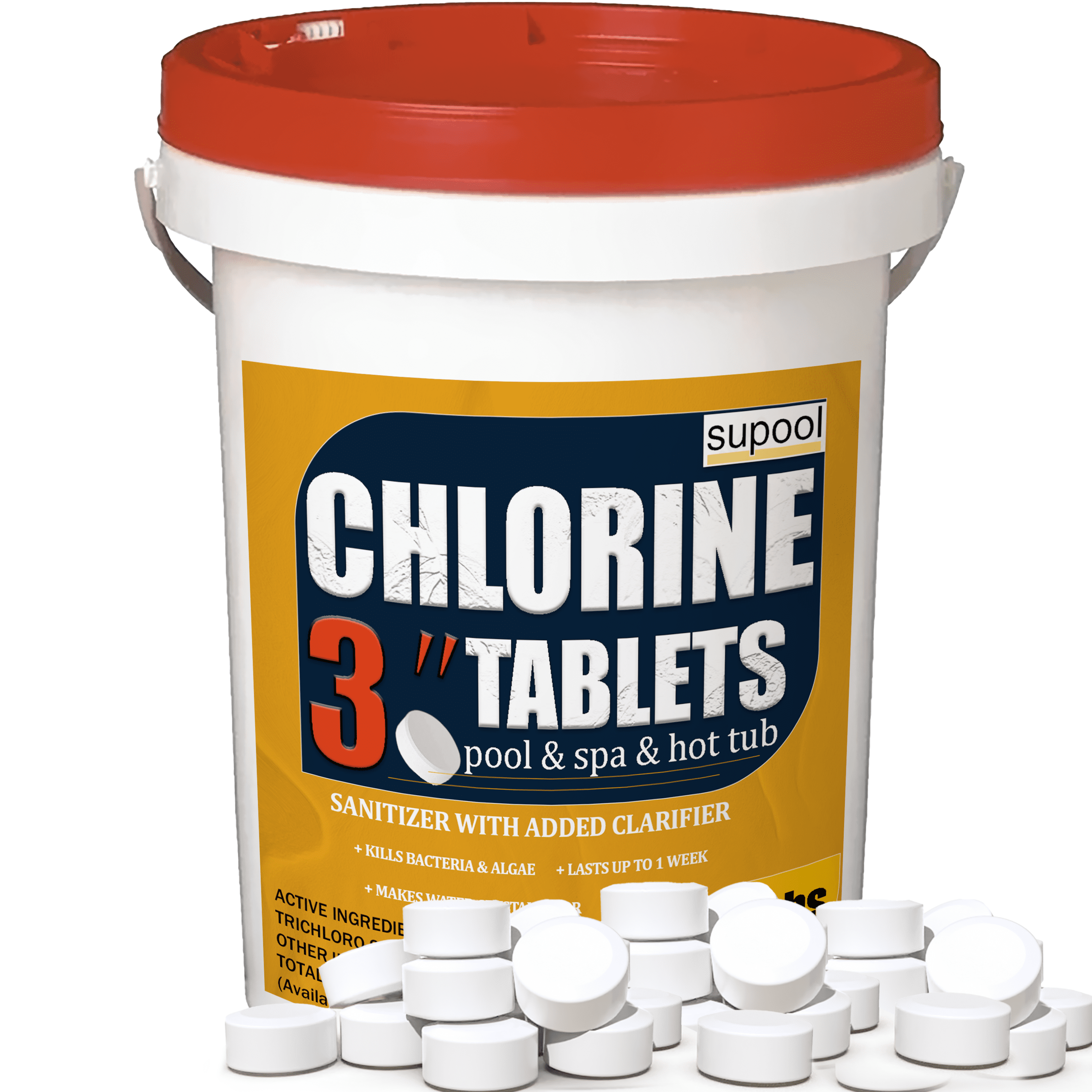 3-Inch 50lb Stabilized Chlorine Tablets | 99% Pure Tri-Chlor, 90% ...