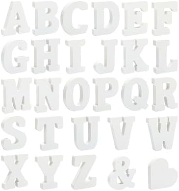 3 Inch 56 Pieces White Wood Letters Table Standing Alphabet Letters for ...