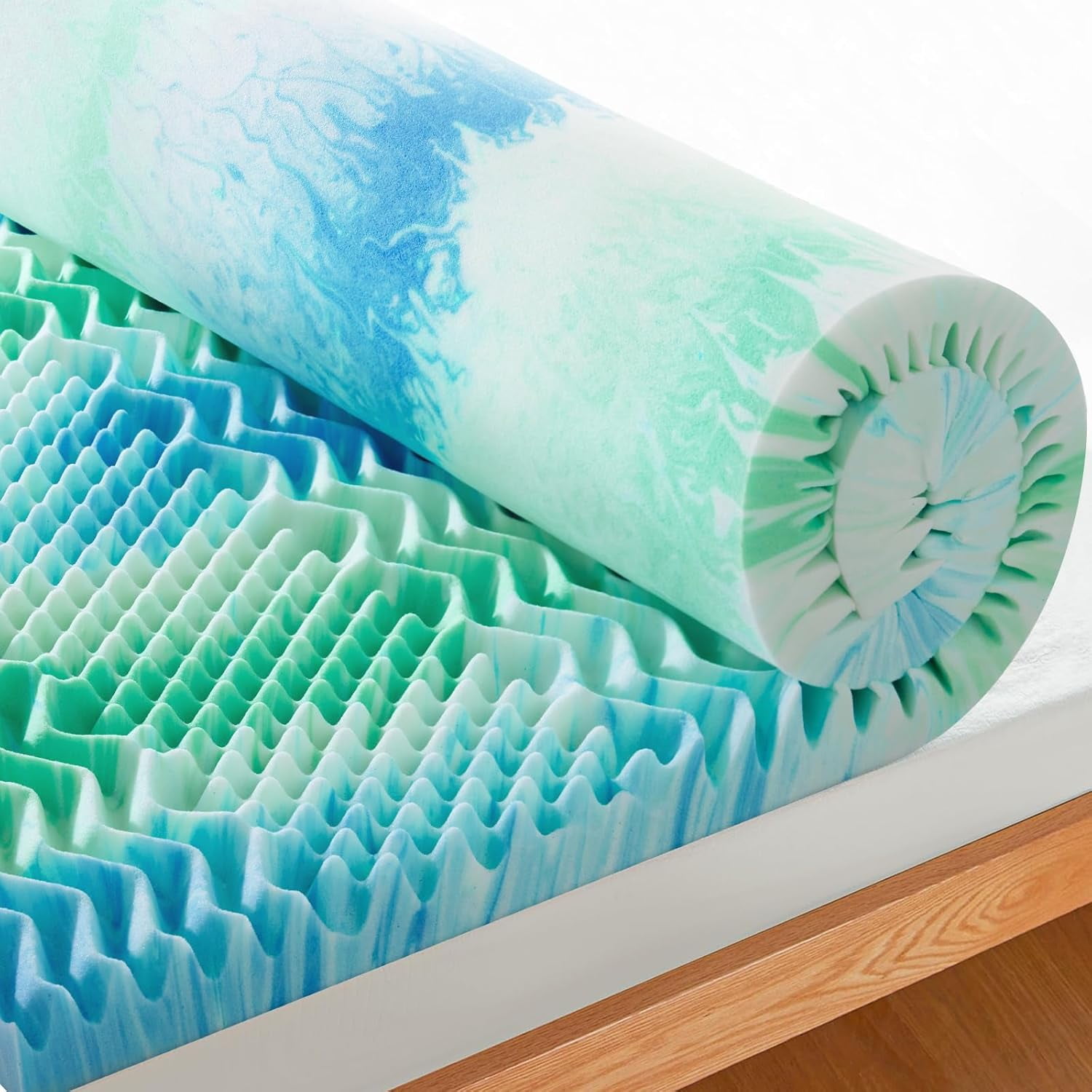 3 Inch 7-Zone Full Memory Foam Mattress Topper Egg Crate Cooling Gel ...