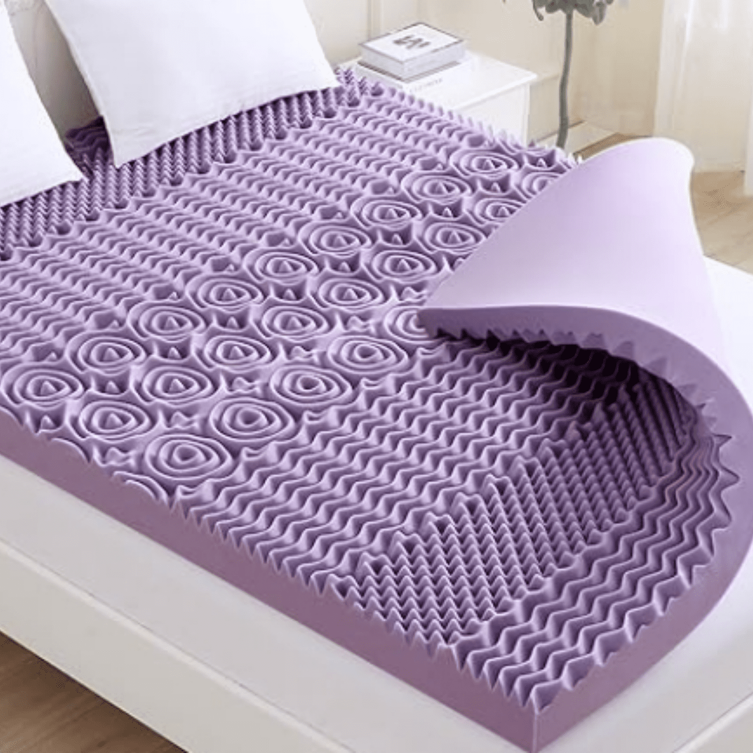 3 Inch 7-Zone Queen Mattress Topper, Egg Crate Foam Mattress Topper ...