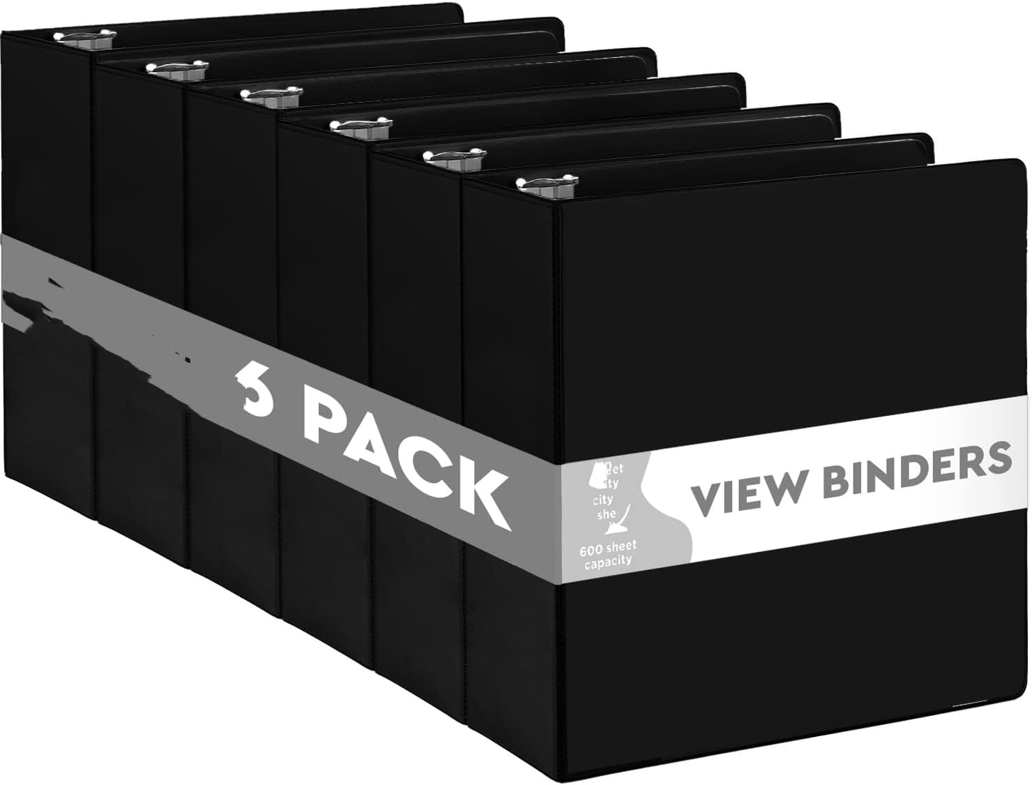 3 Inch Binder 3 Ring Binders Black, Slant D-Ring 3” Clear View Cover ...
