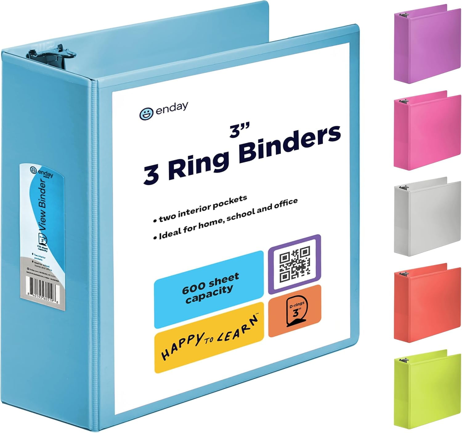 3 Inch Binder 3 Ring Binders Blue, Slant D-Ring 3” Clear View Cover ...