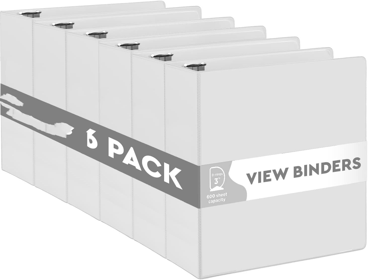 3 Inch Binder 3 Ring Binders White, Slant D-Ring 3” Clear View Cover ...