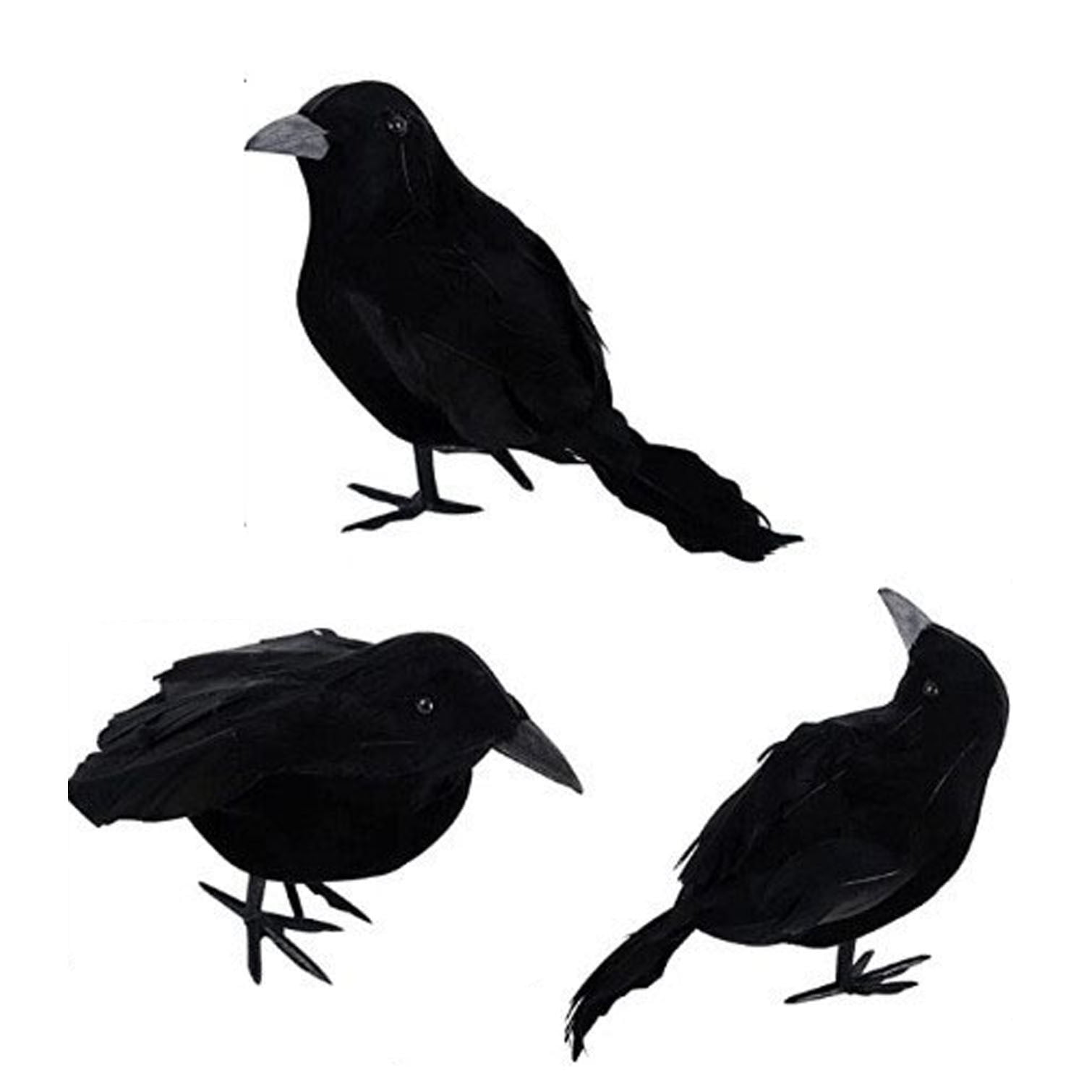 3-Inch Black Crows for Halloween: Realistic Artificial Birds, Perfect ...