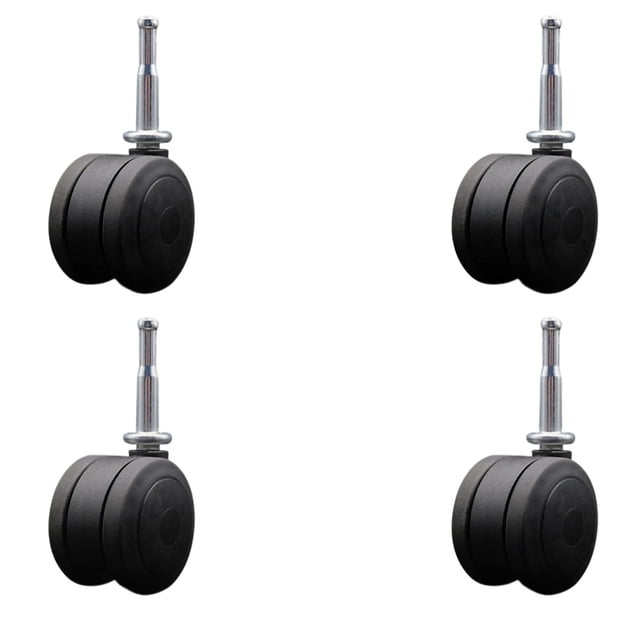3 Inch Black Heavy Duty Floor Safe Twin Wheel Caster 5/16 Grip Neck ...