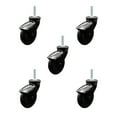 3 Inch Black Hooded Neoprene Rubber 10mm Threaded Stem Casters Set 5 ...