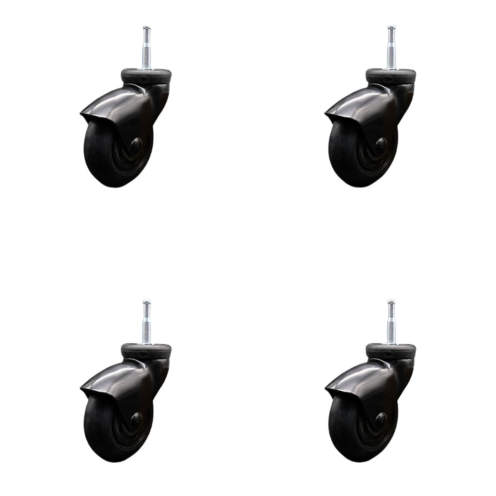 3 Inch Black Hooded Neoprene Rubber 5/16 Inch Grip Neck Stem Casters ...
