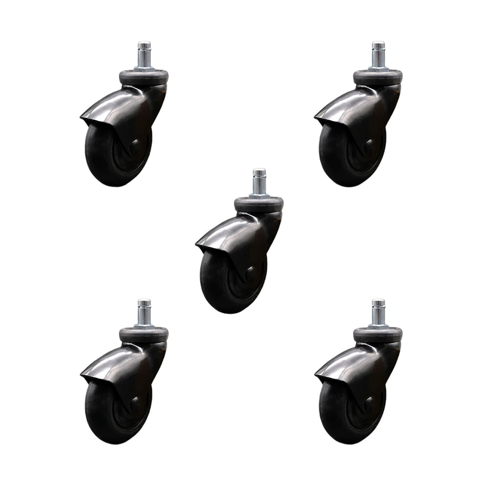 3 Inch Black Hooded Neoprene Rubber 7/8 Inch Grip Ring Stem Casters Set ...