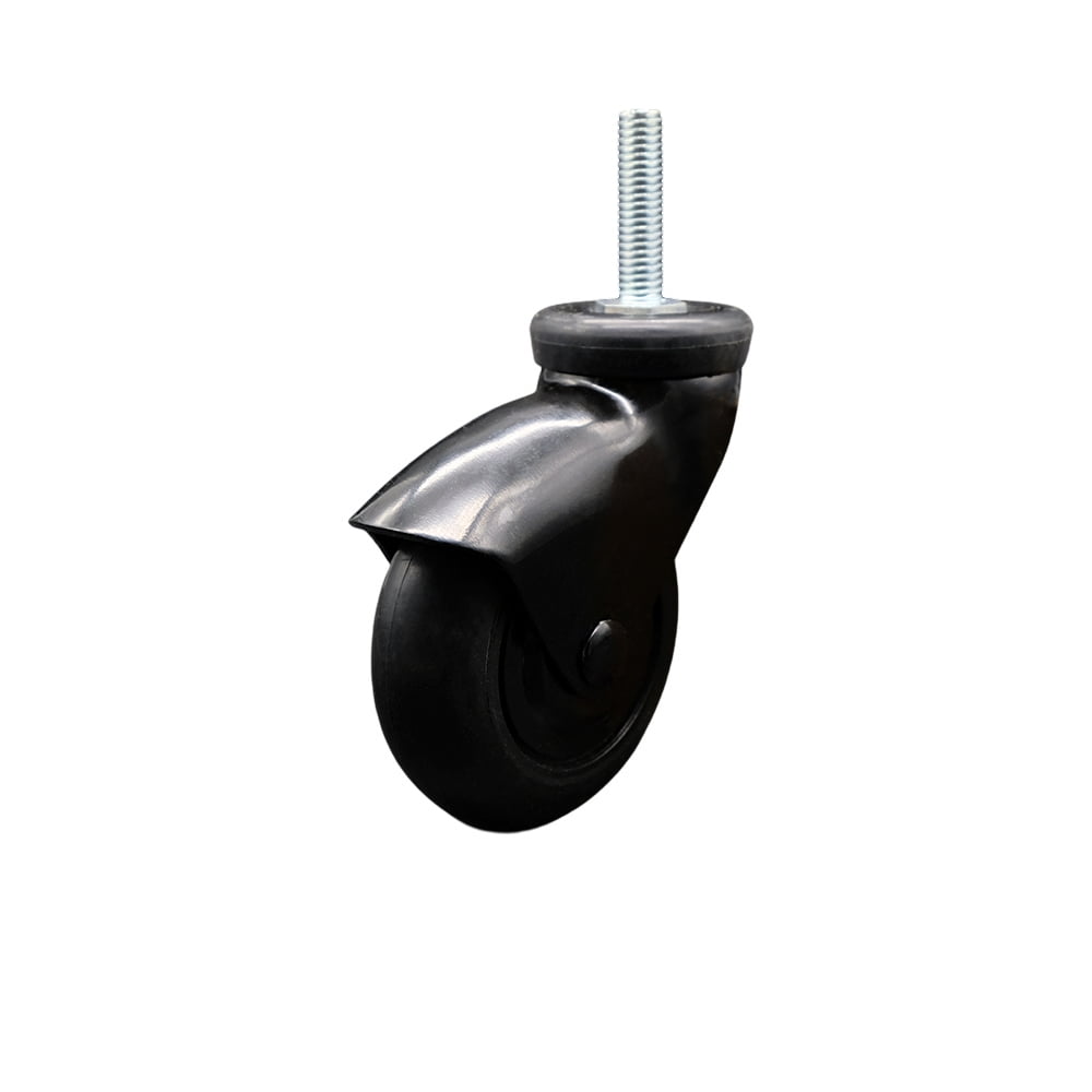 3 Inch Black Hooded Neoprene Rubber 8mm Threaded Stem Caster Service ...