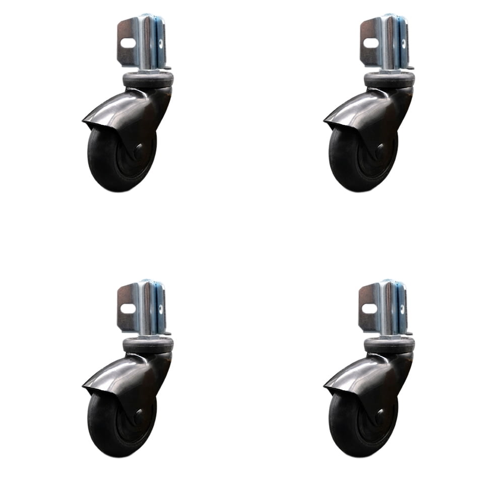 3 Inch Black Neoprene Rubber Casters – Corner Mount Brackets - Set of 4 ...