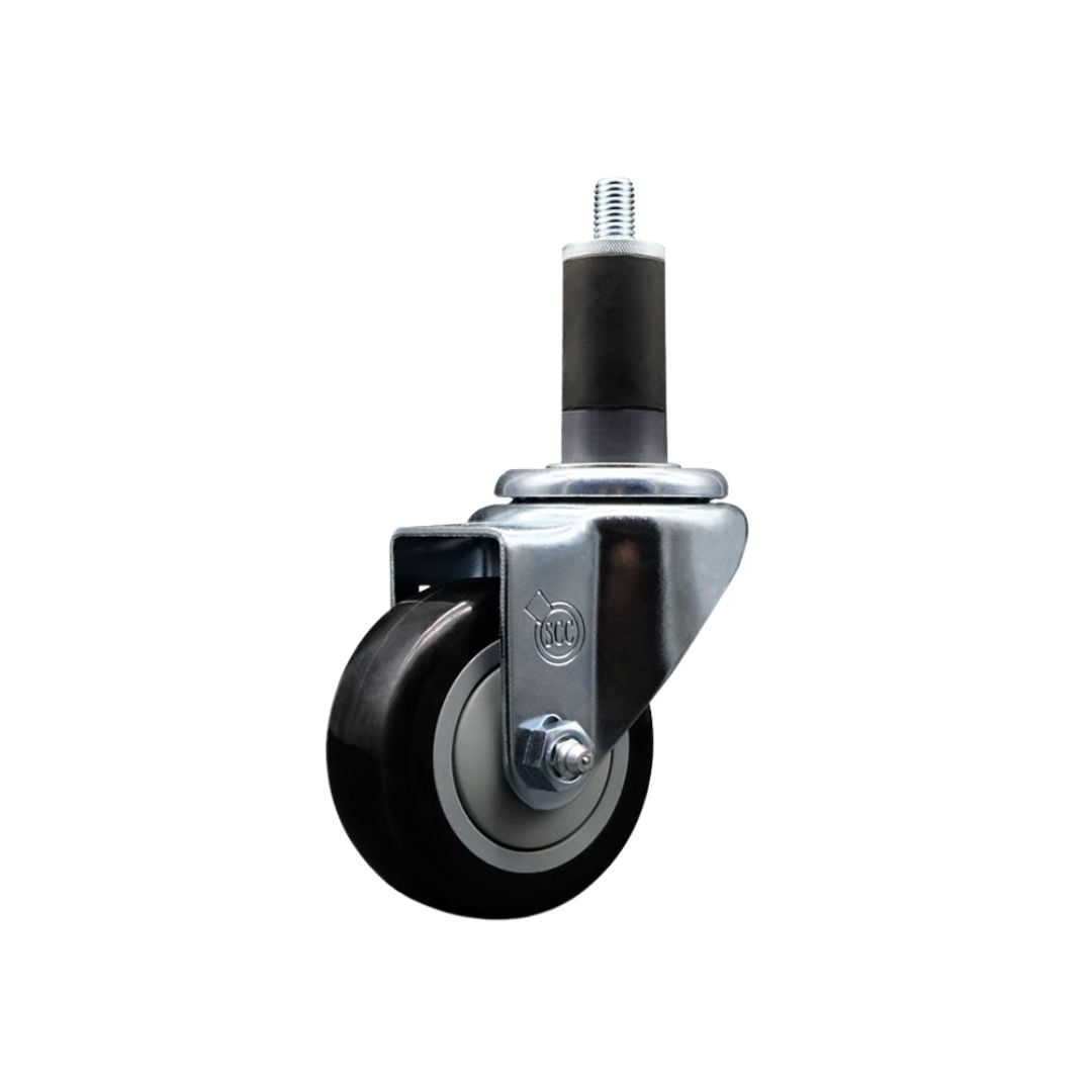 3 Inch Black Poly Wheel Swivel 1-1/4 Inch Expanding Stem Caster SCC ...