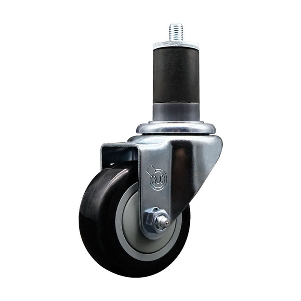 3 Inch Black Poly Wheel Swivel 1-5/8 Inch Expanding Stem Caster SCC ...