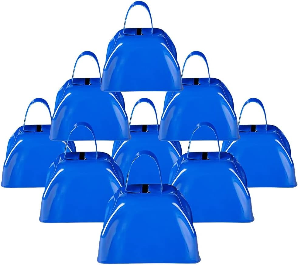 3 Inch Blue Metal Cowbell Noisemakers (Pack of 12) Loud Metal Cowbell ...