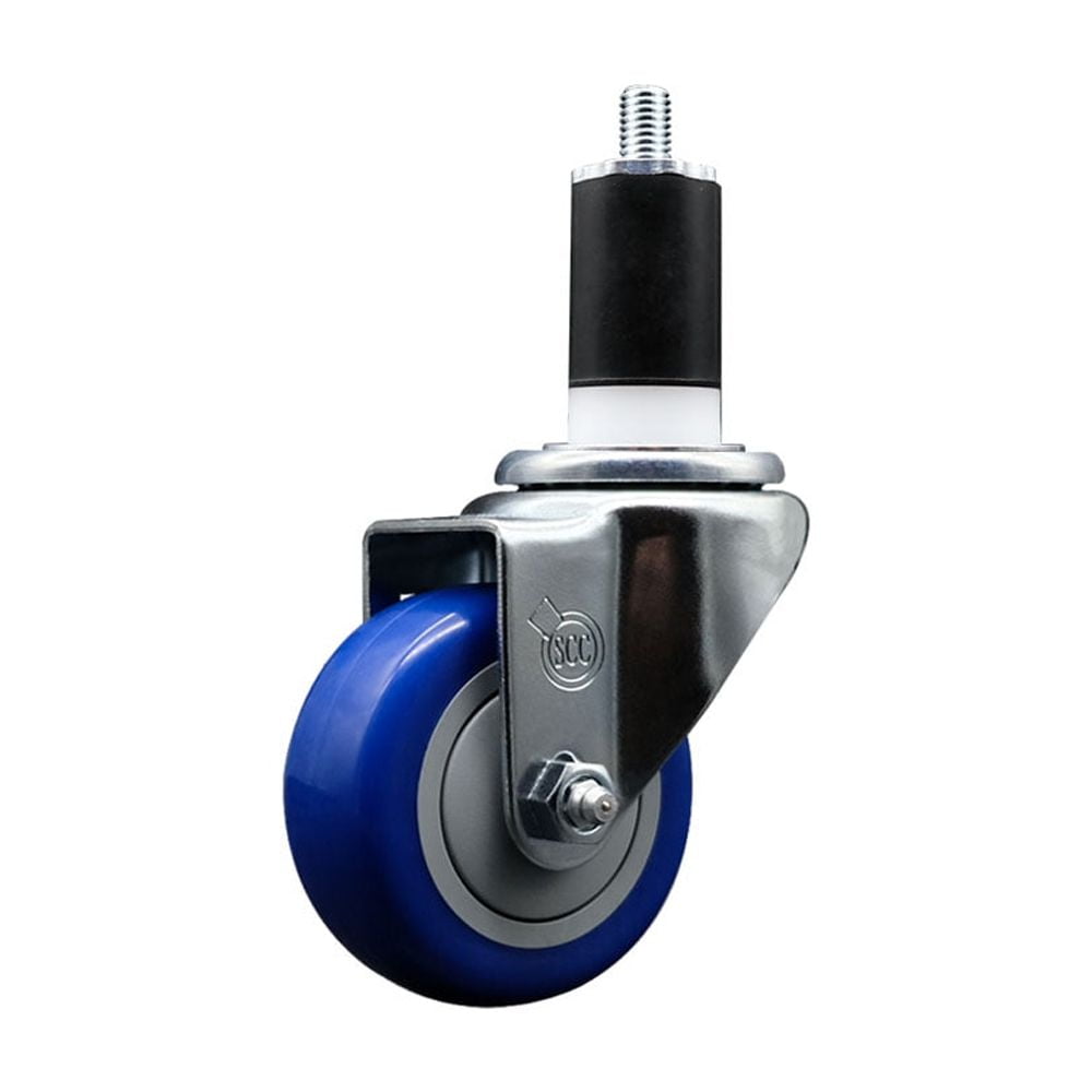 3 Inch Blue Poly Wheel Swivel 1-1/2 Inch Expanding Stem Caster SCC ...