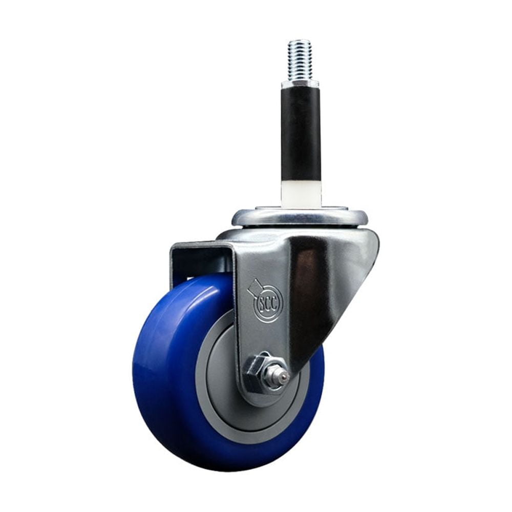 3 Inch Blue Poly Wheel Swivel 7/8 Inch Expanding Stem Caster SCC ...